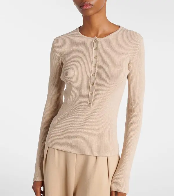Staud Macaw Cotton And Cashmere Henley Shirt