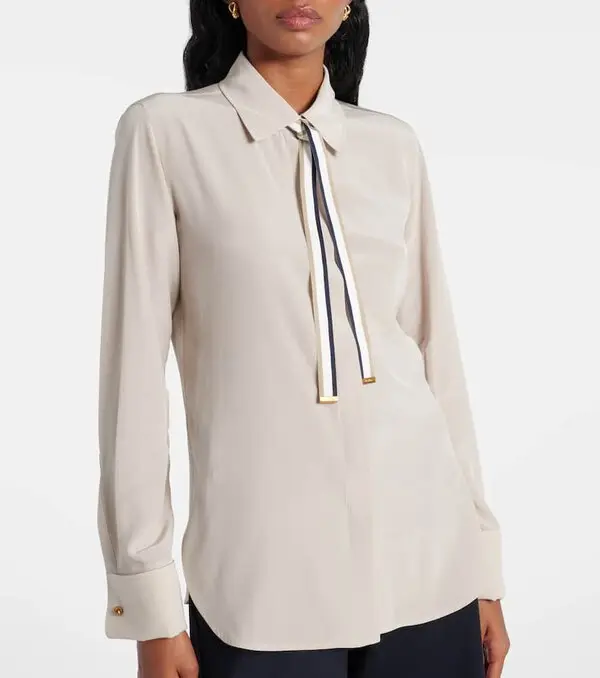 Max Mara Apollo Bow-detail Silk Crepe Blouse