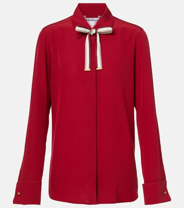 Max Mara Apollo Bow-detail Silk Crepe Blouse