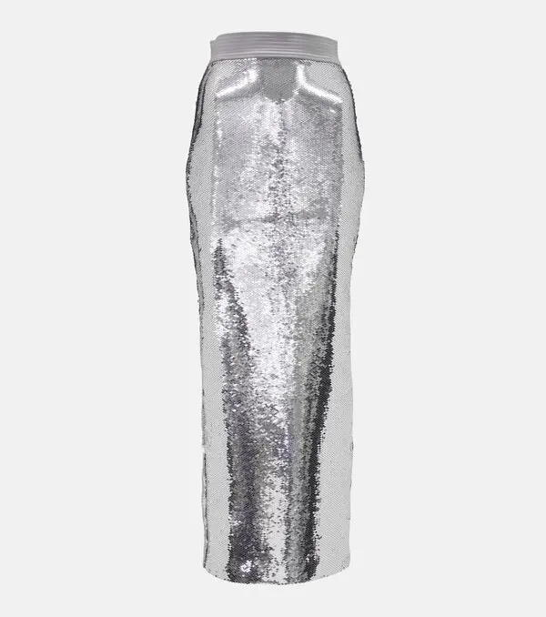 Alex Perry Denton Sequin-embellished Maxi Skirt - Silver