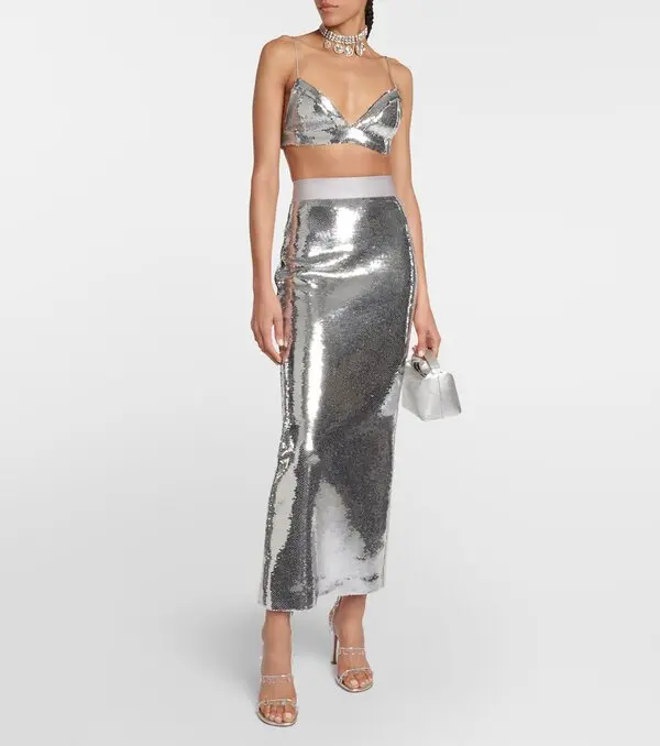 Alex Perry Denton Sequin-embellished Maxi Skirt