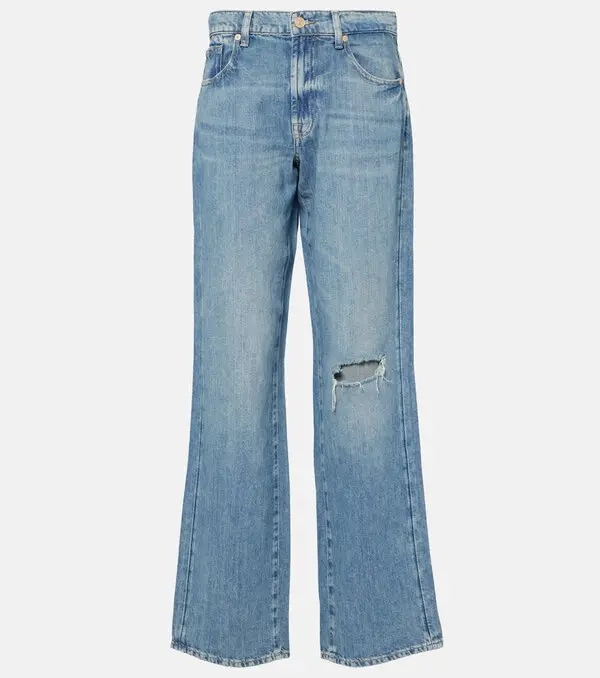 7 For All Mankind Tess Wide-leg Distressed Jeans