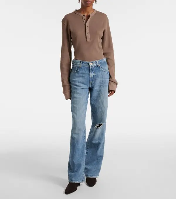 7 For All Mankind Tess Wide-leg Distressed Jeans