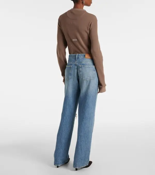 7 For All Mankind Tess Wide-leg Distressed Jeans