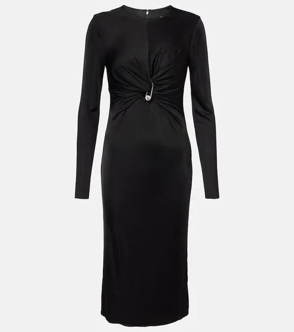 Versace Safety Pin Gathered Midi Dress - Black