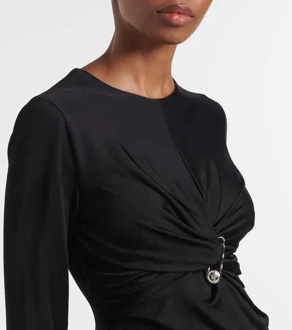 Versace Safety Pin Gathered Midi Dress - Black