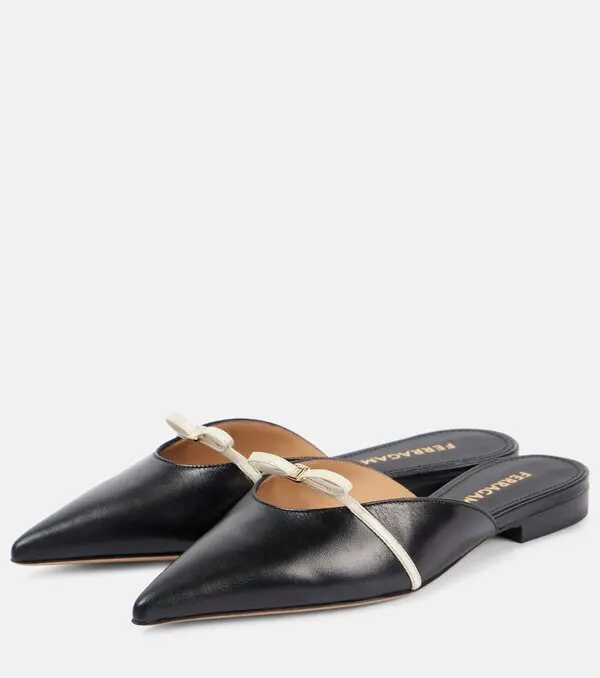 FERRAGAMO Bow-detail Leather Mules