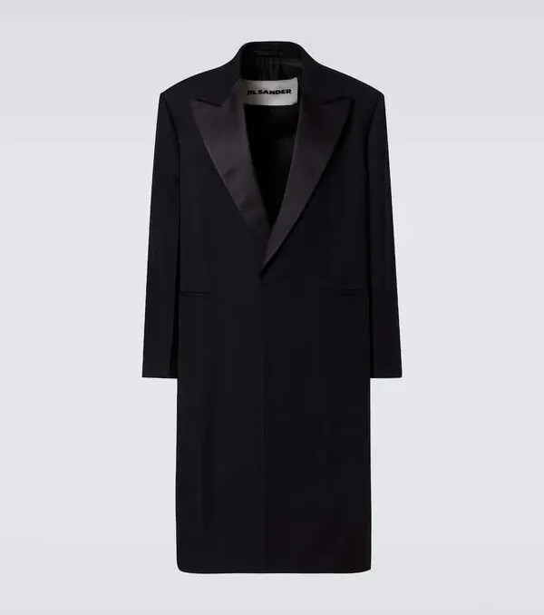 JIL SANDER Silk-trimmed Wool Coat