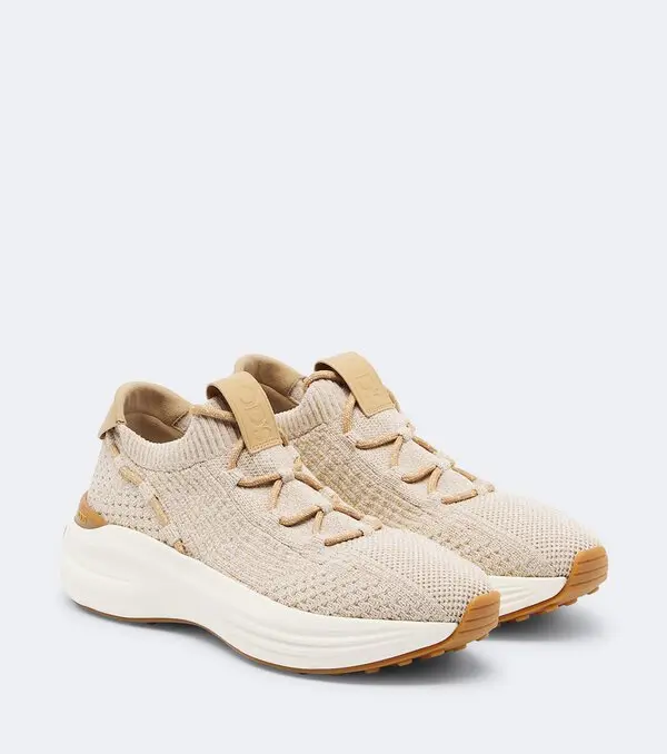 TOD'S Lace-up Knitted Sneakers - Beige