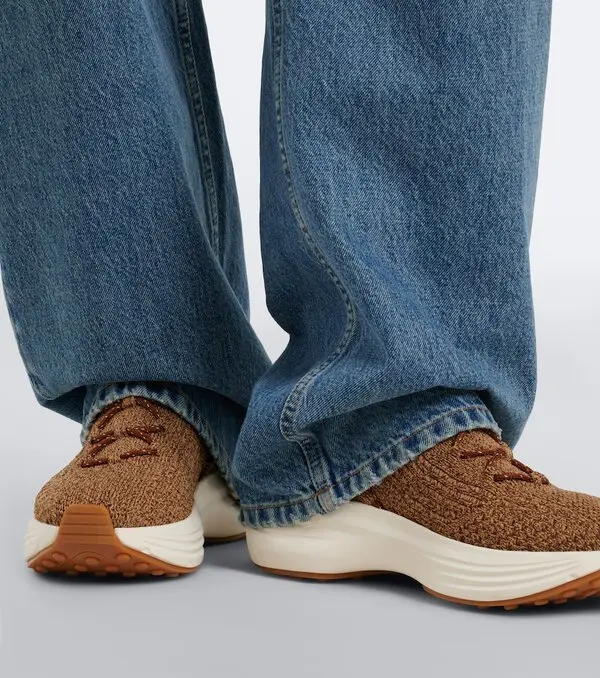 TOD'S Knitted Lace-up Sneakers - Brown