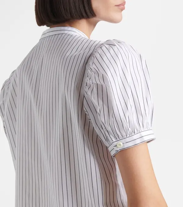 FRAME The Gathered Cotton-blend Top - Blue