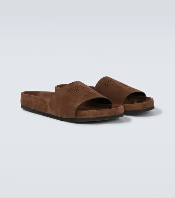 TOM FORD Harris Suede Slides - Brown