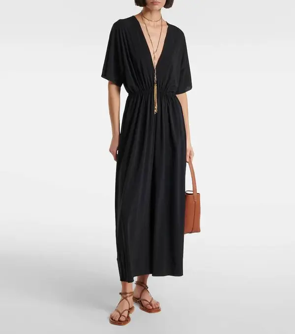 ERES Adele Gathered Jersey Maxi Dress - Black