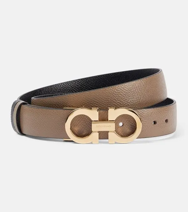 FERRAGAMO Gancini Reversible Leather Belt - Beige