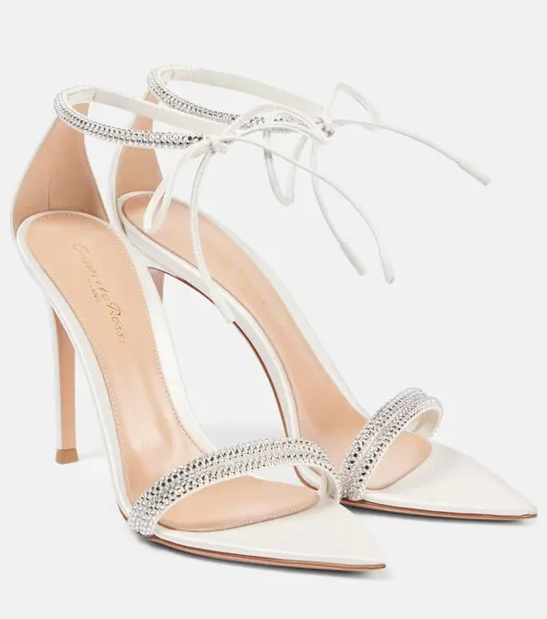 GIANVITO ROSSI Bridal Montecarlo 105 Embellished Sandals - White