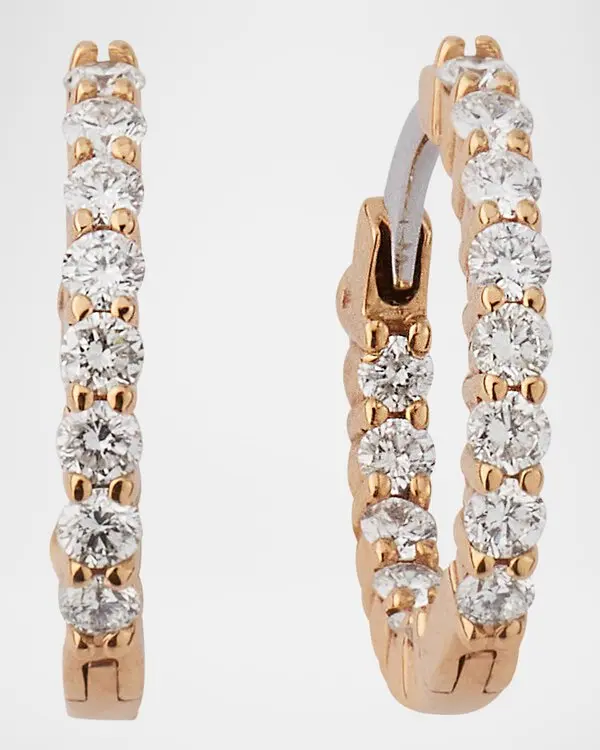 Roberto Coin Diamond Hoop Earrings - Rose Gold