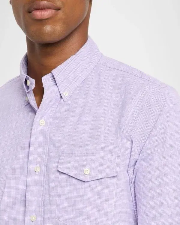 Polo Ralph Lauren Apos;s Glen Plaid Poplin Sport Shirt - White/lavender