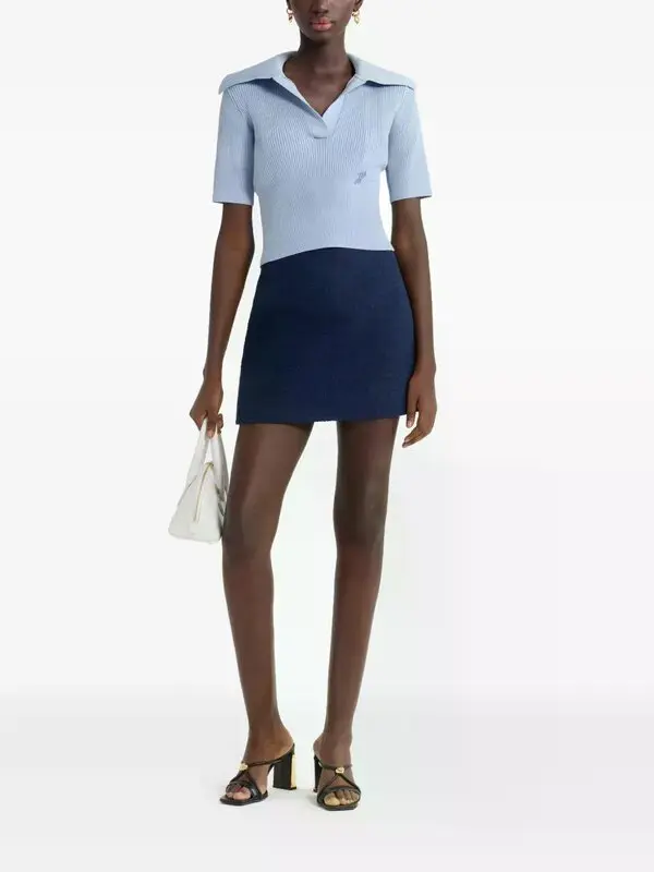 PATOU Organic-cotton Tweed Mini Skirt - Blue