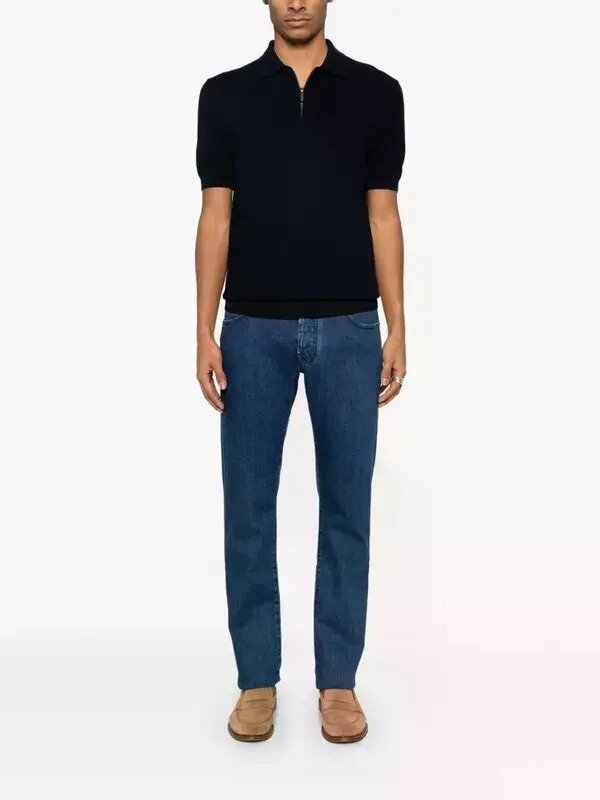 Eric Bompard Zip-up Piqué Polo Shirt