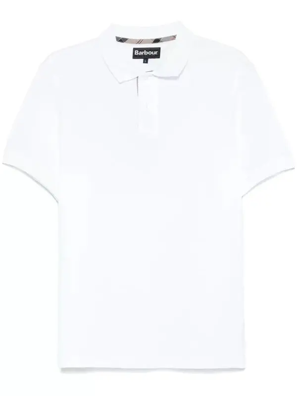 Barbour Tartan Piqué Polo Shirt - White