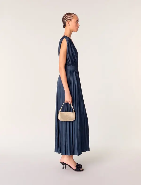 Maje Sarah Mini Clutch Bag In Metallic Leather