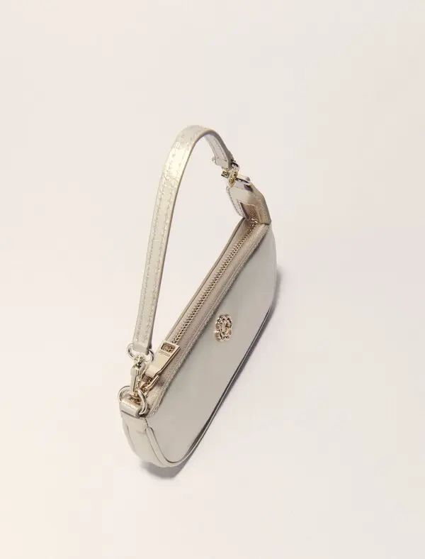 Maje Sarah Mini Clutch Bag In Metallic Leather