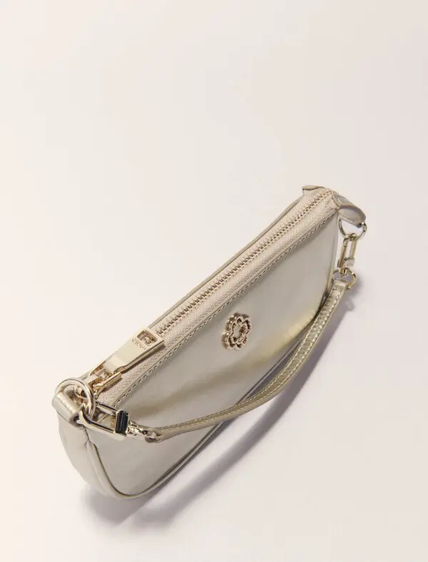 Maje Sarah Mini Clutch Bag In Metallic Leather
