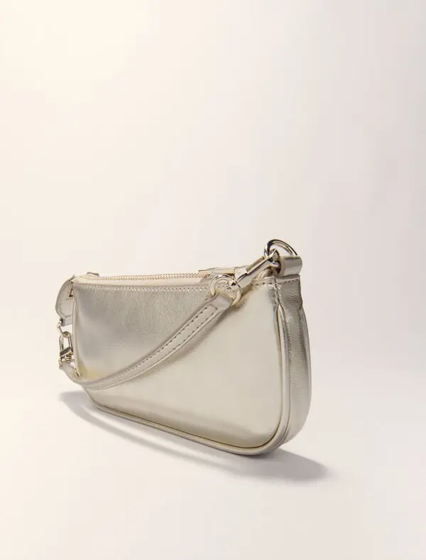 Maje Sarah Mini Clutch Bag In Metallic Leather