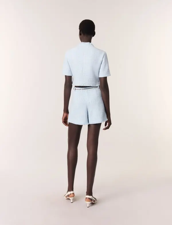 Maje Tweed Shorts With Chain Belt