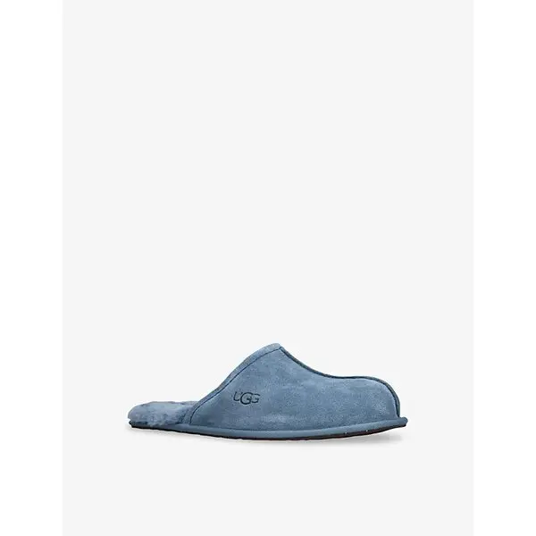 UGG Scuff Branded Suede And Shearling Slippers - Blue