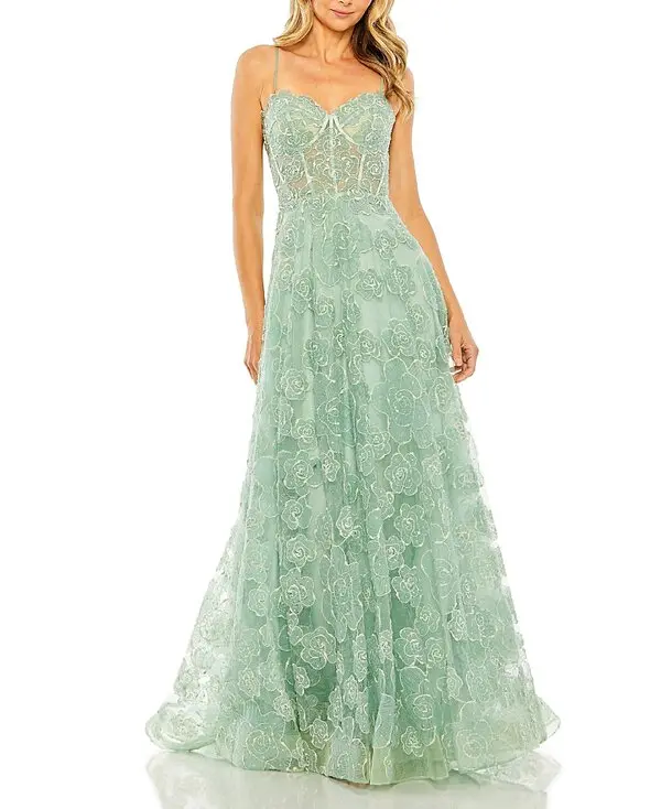Mac Duggal Sweetheart Floral A-Line Gown - Mint | Editorialist