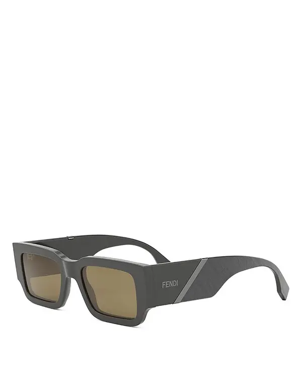 Fendi Diagonal Rectangular Sunglasses, 51mm - Gray/brown