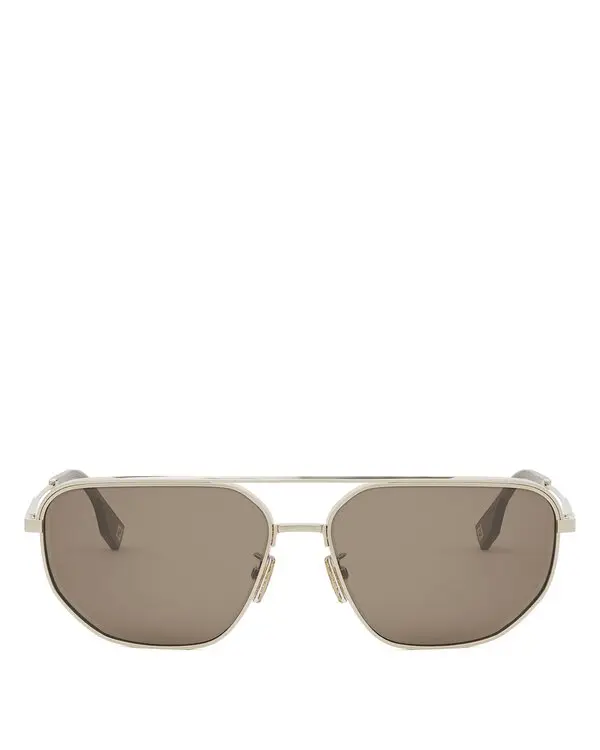 Fendi Travel Rectangular Metal Sunglasses, 61mm