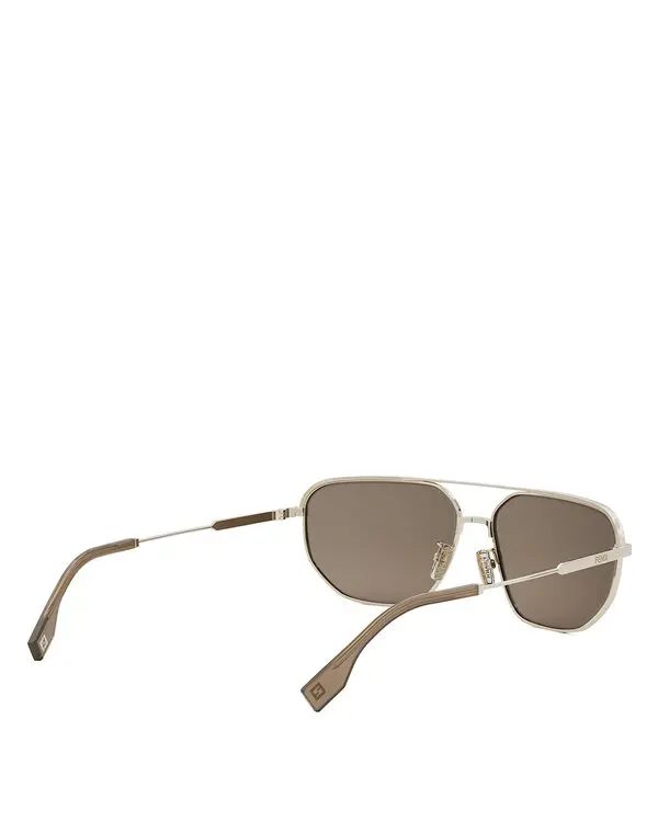 Fendi Travel Rectangular Metal Sunglasses, 61mm