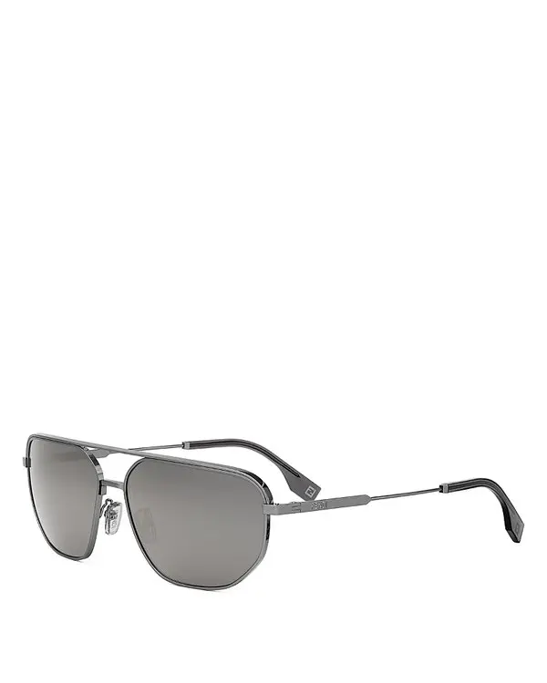 Fendi Travel Rectangular Sunglasses, 61mm - Ruthenium/smoke