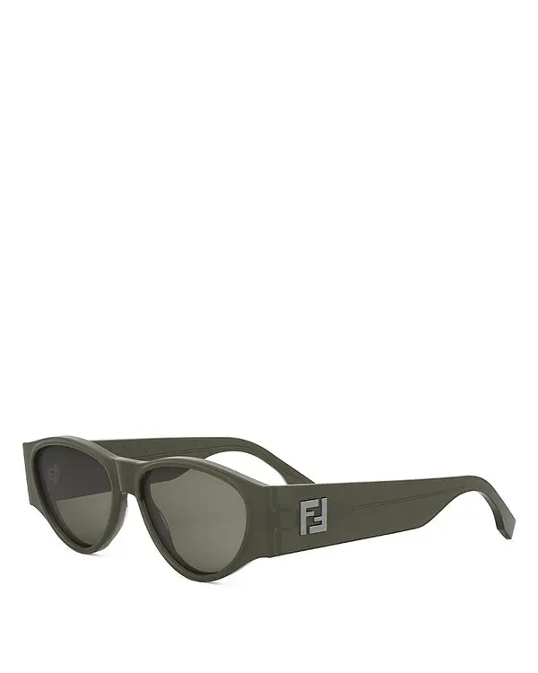 Fendi Ff Squared Oval Sunglasses - Green/green