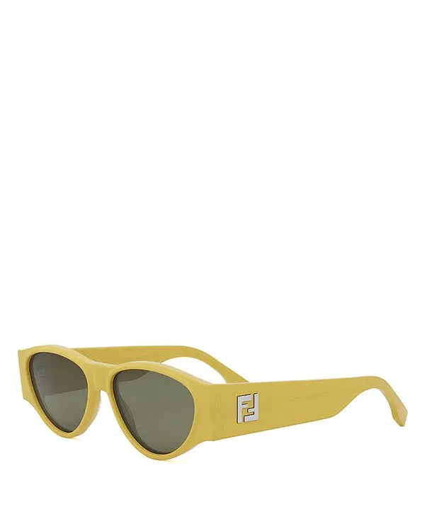Fendi Ff Squared Oval Sunglasses - Yellow/green