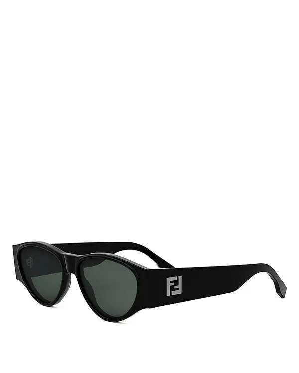 Fendi Ff Squared Oval Sunglasses - Black/green