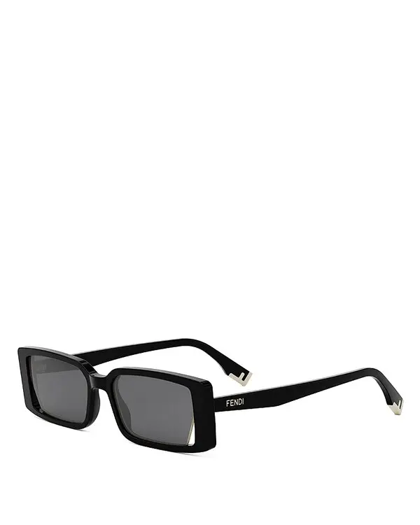 Fendi Way Rectangular Sunglasses, 53mm - Black/smoke