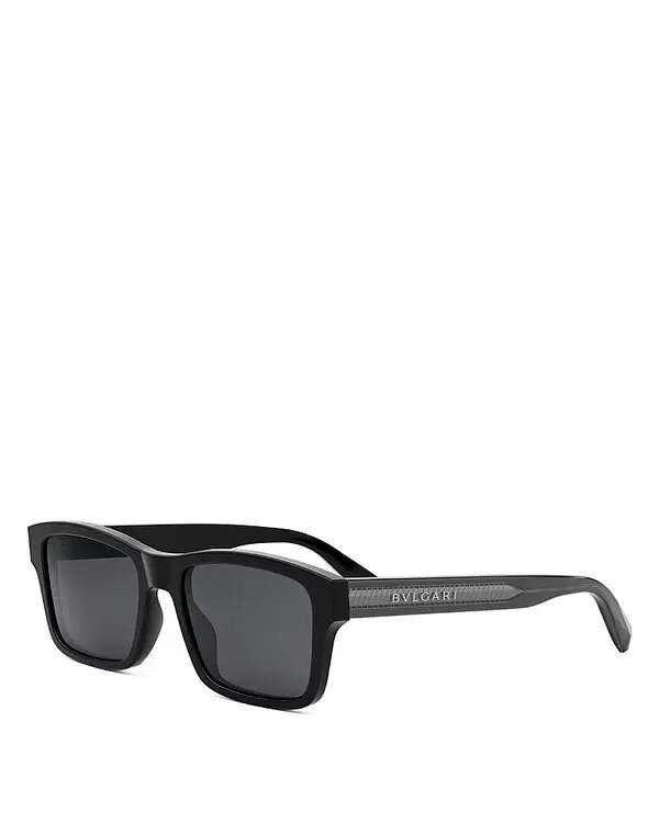 BVLGARI Tubogas Rectangular Sunglasses - Black/crystal/smoke