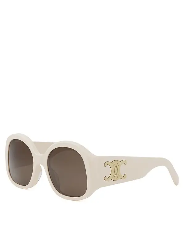 Celine Maxi Triomphe 54mm Round Sunglasses In Ivory/Brown 