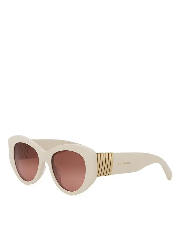 BVLGARI Tubogas Oval Sunglasses, 52mm - Ivory/brown