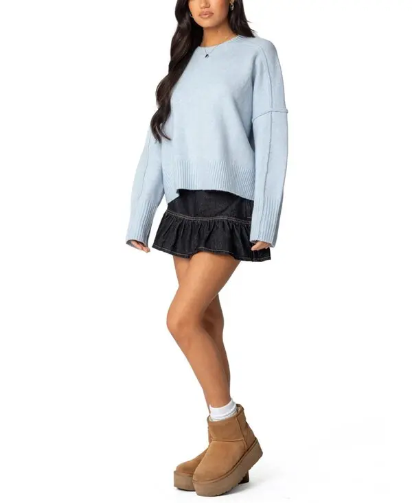 EDIKTED Shirley Oversized Sweater - Light Blue