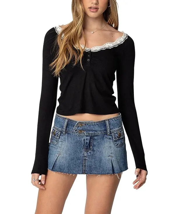 EDIKTED Tracey Lace Trim Top