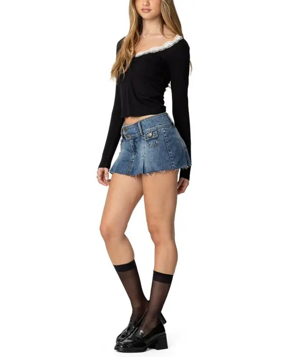 EDIKTED Tracey Lace Trim Top