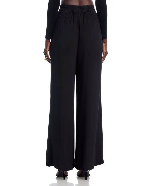 Aqua Pleated Wide Leg Pants - Black