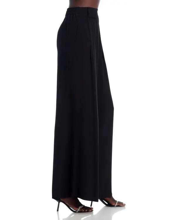 Aqua Pleated Wide Leg Pants - Black