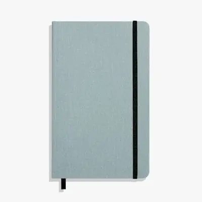 Shinola Plain Journal Medium Soft Linen Monogrammable Charcoal - Blue