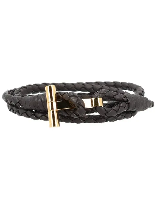 TOM FORD Braided Leather Bracelet - Brown