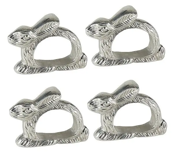 DESIGN IMPORTS Silver Rabbit Napkin Ring Set Of 4 - One-color